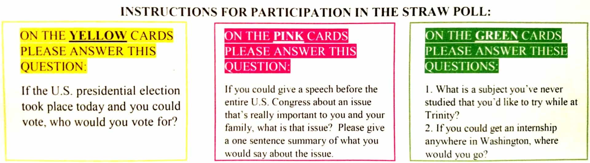 New Students Straw Poll Results: Election and Issues | President's Office