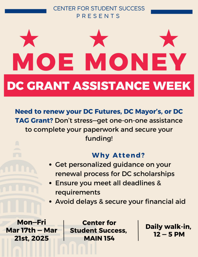 Moe Money: DC Grant Assistance Week | Student Success
